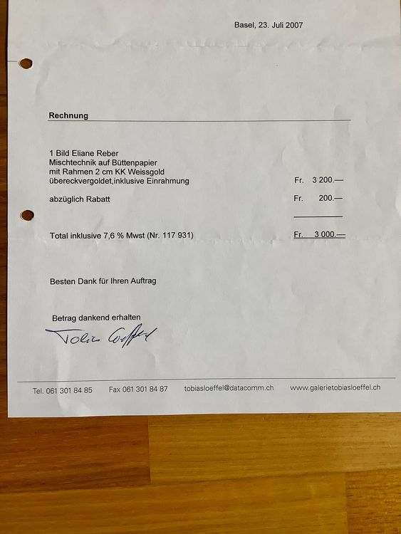 Grosses Aquarell von Eliane Reber | Kaufen auf Ricardo