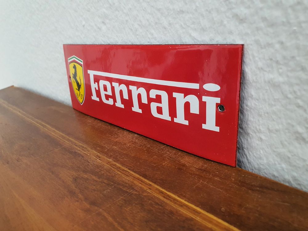 Emailschild Ferrari Italy Logo Emaille Schild Reklame Retro (Neu ...