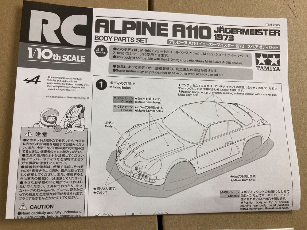 TAMIYA ALPINE A110 Jägermeister KARROSSERIE 1:10 (Neu und ...