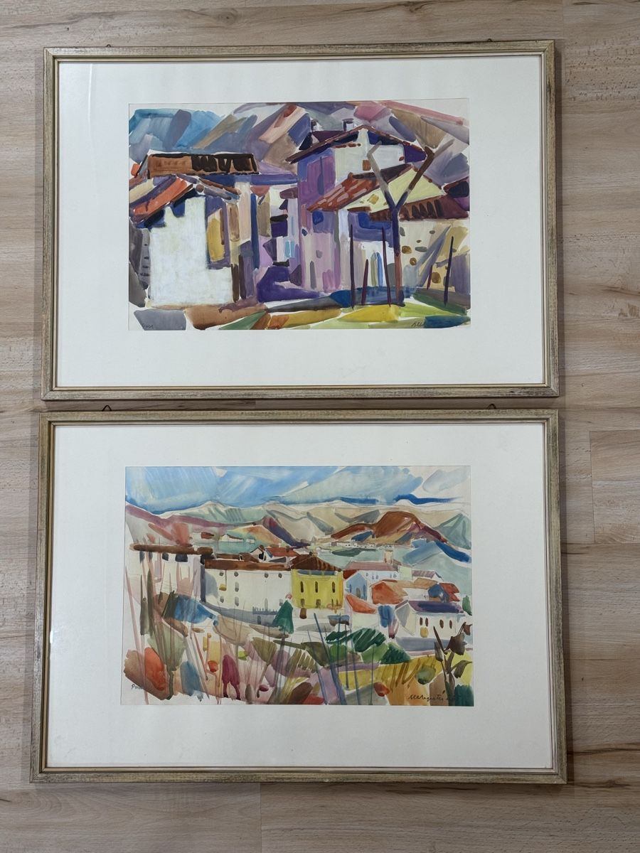 2 tolle ältere Aquarelle von Pura/TI Albert Aegerter 1965 (Gebraucht ...