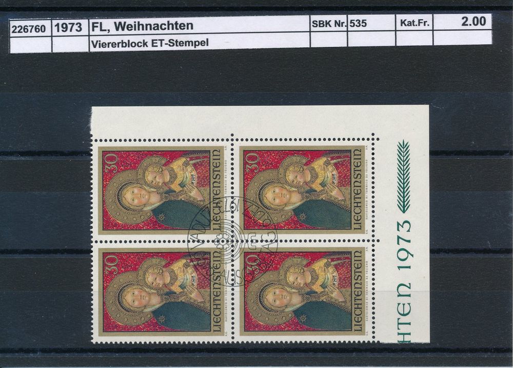 1973 Liechtenstein, Weihnachten - Viererblock | Kaufen auf Ricardo