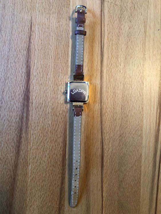 Damenuhr LDADPR Lamarthe Gold, braunes Armband schmal | Kaufen auf Ricardo