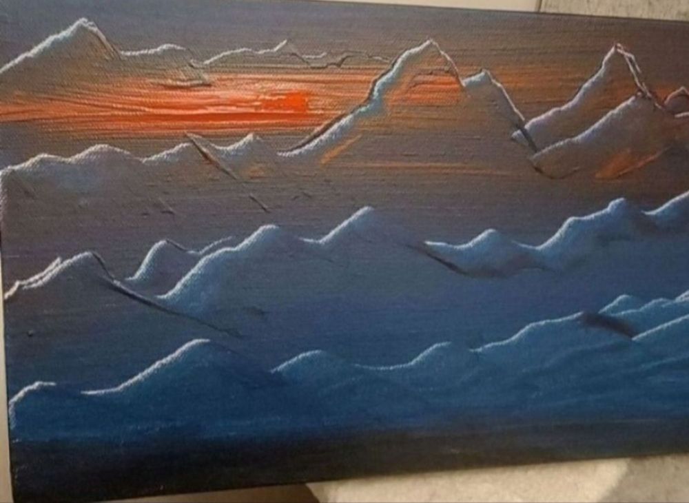 Bild Abendrot in den Alpen von mir selbstgemalt 20×80 (Neu (gemäss Beschreibung)) in Riehen für ...