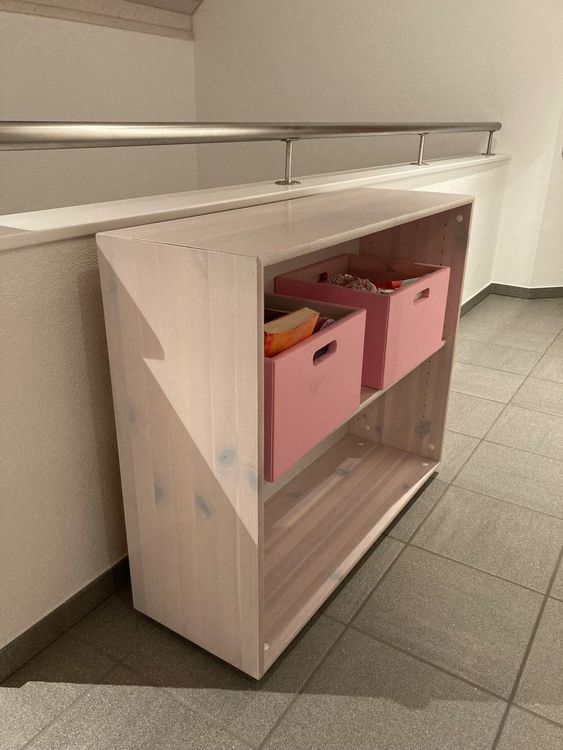 Flexa Holz-Regal weiss-rosa mit Tablar & Holzkistchen | Kaufen auf Ricardo