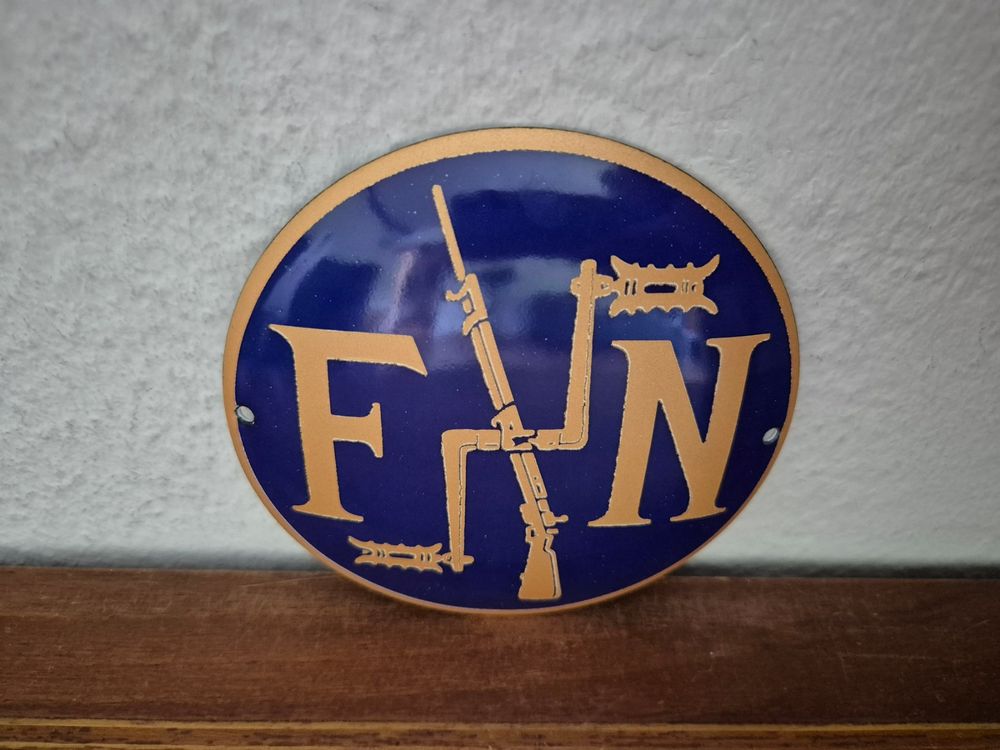 Emailschild FN Motorrad Werkstatt Garage Logo Emaille Schild (Neu ...