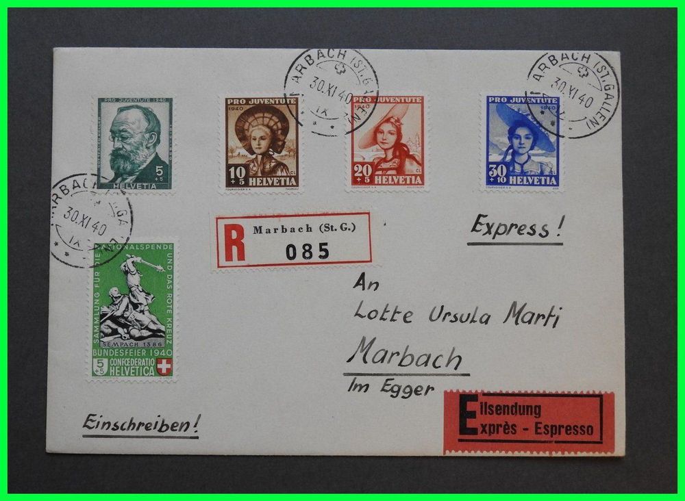 PJ 1940 FDC R-Eilsendung Kat. 600.- (Gebraucht) in Rain für CHF 95 – mit Lieferung auf Ricardo ...