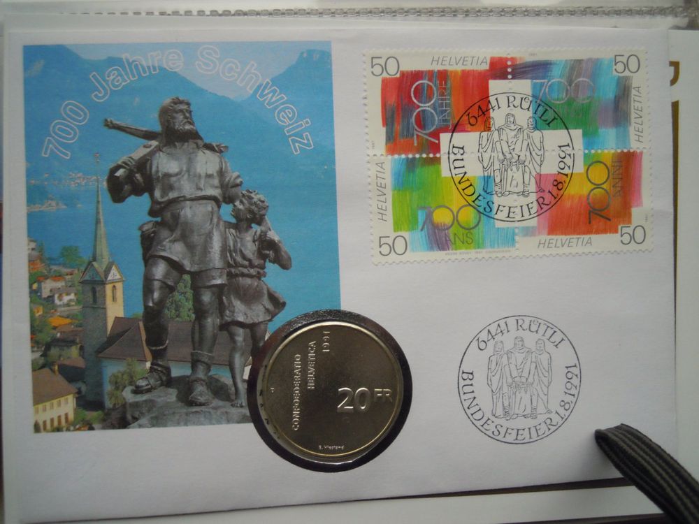 Schweiz 700 Jahre Bundesfeier 20 Fr Münze 1991 (Neu (gemäss Beschreibung)) in Nenzlingen für CHF ...