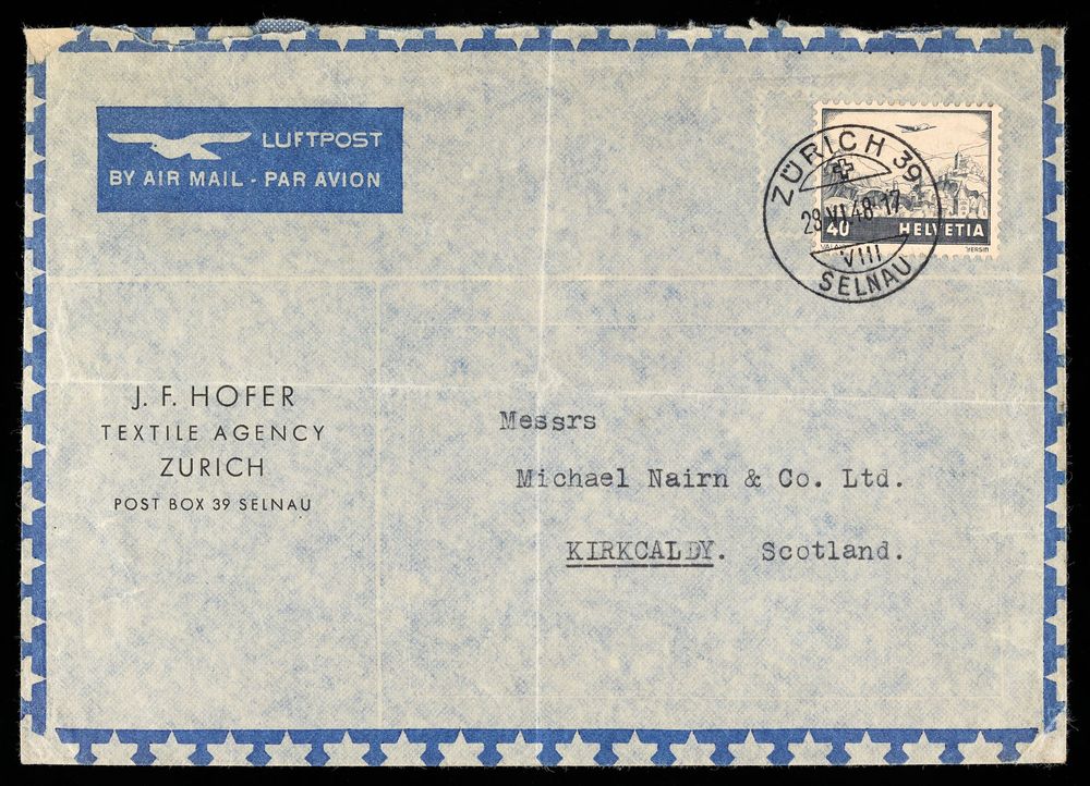 1941: Flugzeug über Landschaften. ZNr. 28. (Gebraucht) in Oberwil-Lieli für CHF 5 – mit ...