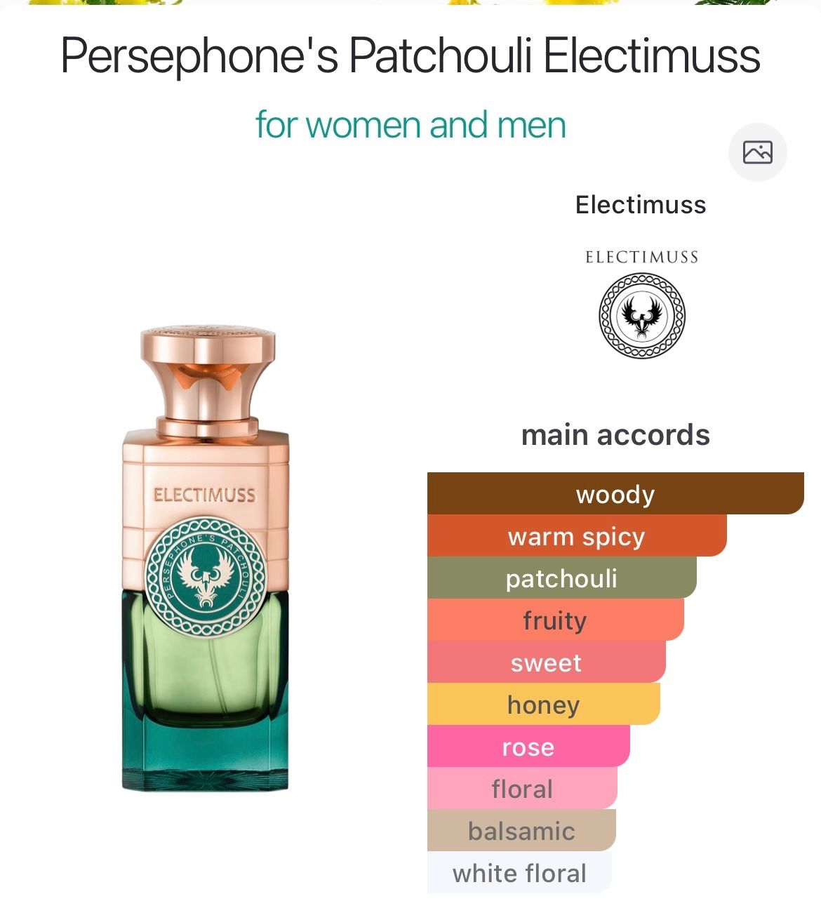 Electimuss PERSEPHONE'S PATCHOULI eau de parfum 12 ml sample (Neu ...