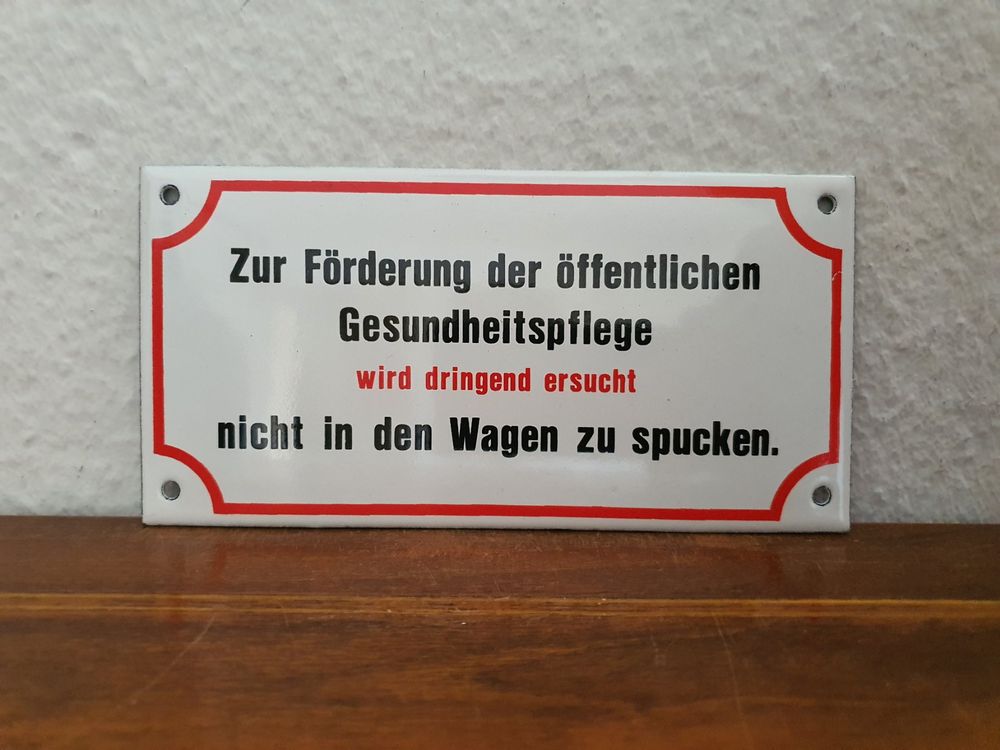 Emailschild Verboten spucken Bahn Zug Tram Emaille Schild | Kaufen auf Ricardo