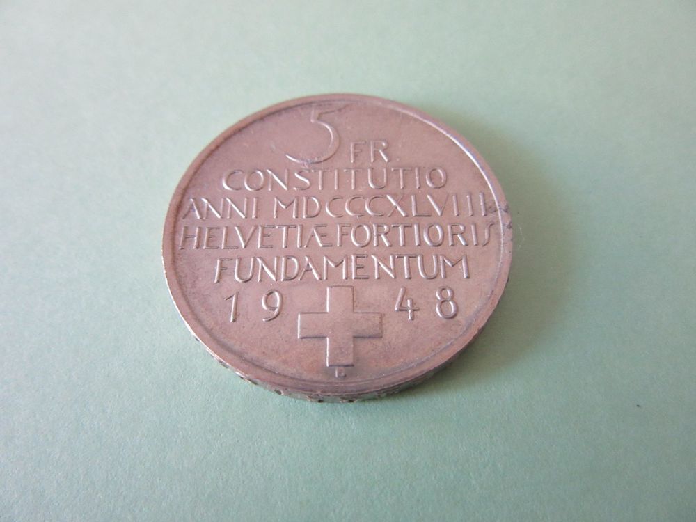 Gedenkmünze 5 Franken 1948 "Bundesverfassung" (Gebraucht) in Degersheim für CHF 8 – mit ...