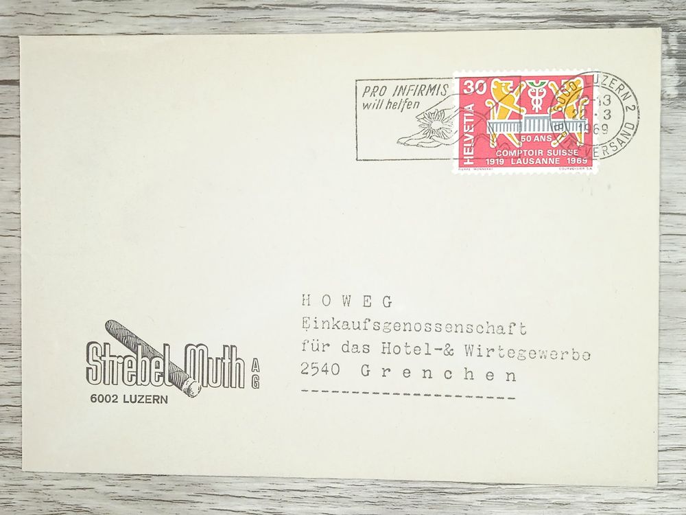 TR17 Enveloppe + Timbre Suisse 1969 (Gebraucht) in Cousset für CHF 0.6 – mit Lieferung auf ...