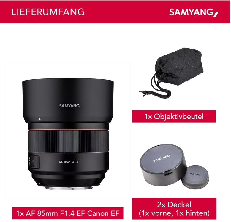 SAMYANG AF 85mm F1.4 CANON RF INKL. LENS STATION NEUWARE (Neu und ...