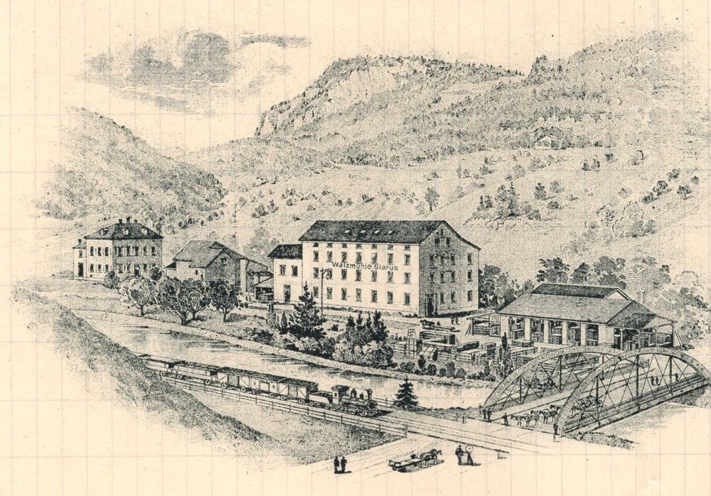 schöner Litho-Briefkopf der Walzmühle in GLARUS | Kaufen auf Ricardo