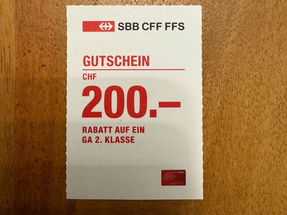 SBB GA Gutschein 2. Klasse (Neu (gemäss Beschreibung)) in Emmen für CHF 40 – mit Lieferung auf ...