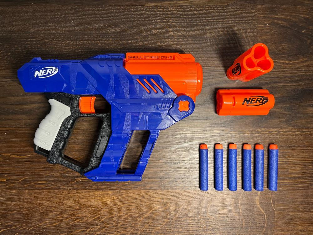 Nerf Shellstrike Elite DS-6 mit 6 Original-Darts | Kaufen auf Ricardo