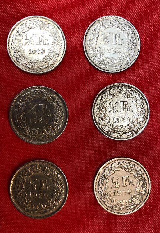 6 Stück 50 Rappen Münzen silber (Gebraucht) in Wolhusen für CHF 6.5 – mit Lieferung auf Ricardo ...