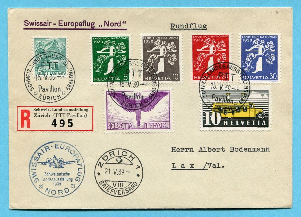 Brief Swissair Europaflug Nord 1939 nach Zürich (Gebraucht) in Opfikon für CHF 6 – mit Lieferung ...