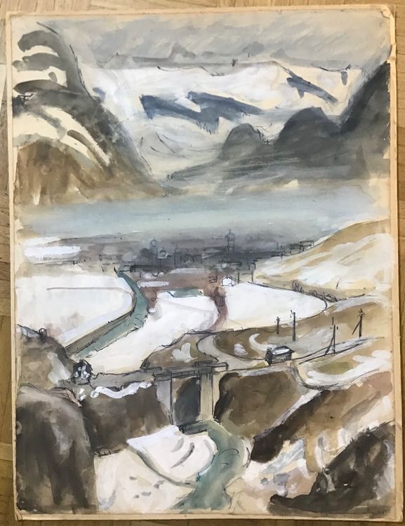 Albert NEUSCHWANDER (1905-1979) Grosse Gouache Gemälde (Gebraucht) in ...