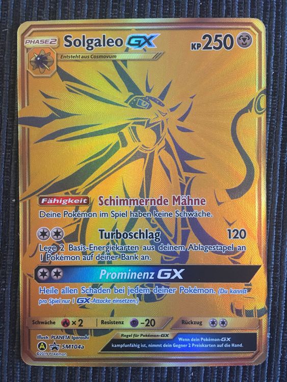 Pokemon Solgaleo GX Gold Shiny Promo Hidden Fates Deutsch (Neu (gemäss ...