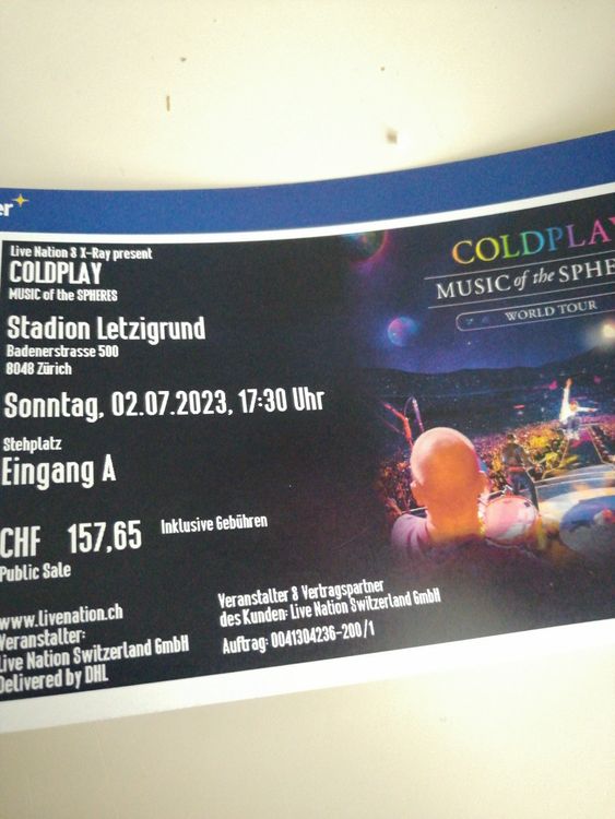 Coldplay Ticket 02.07. (Gebraucht) in Düdingen für CHF 300 – mit ...
