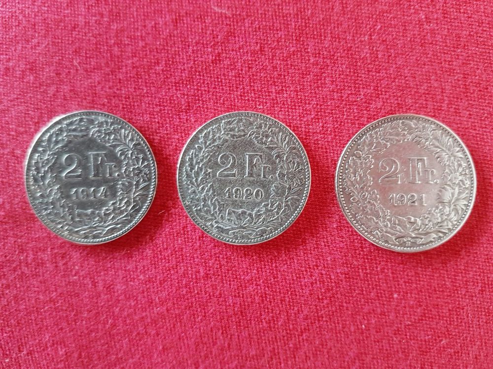 3 x 2 Fr Silbermünzen 1914-1920-1921 ab nur 1.00 Franken !! (Gebraucht) in Camignolo für CHF 17 ...