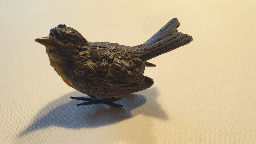 Rotkehlchen Statue Skulptur Kunst Bronze Figur Vintage Vogel (Gebraucht ...
