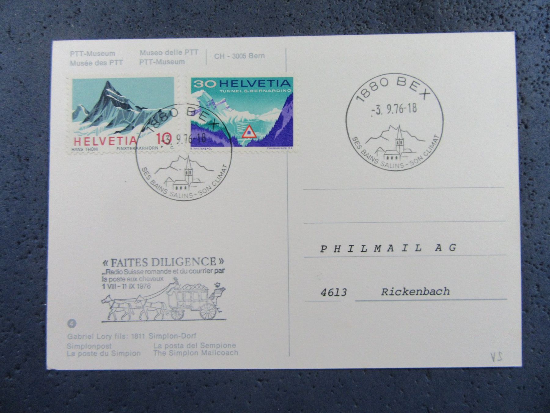 SIMPLON-DORF POSTKUTSCHE FDC AK REPRO 1811 GEL.1976 VS (Gebraucht) in ...