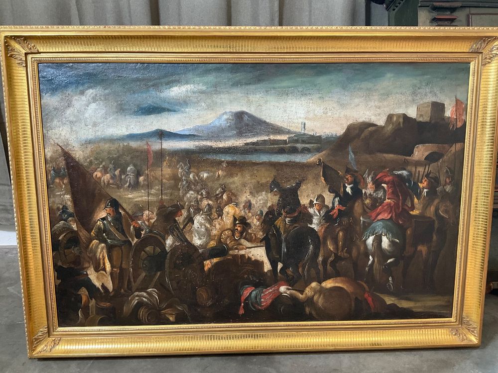 Antique tableau peinture 18emes siècle scène de bataille | Kaufen auf ...