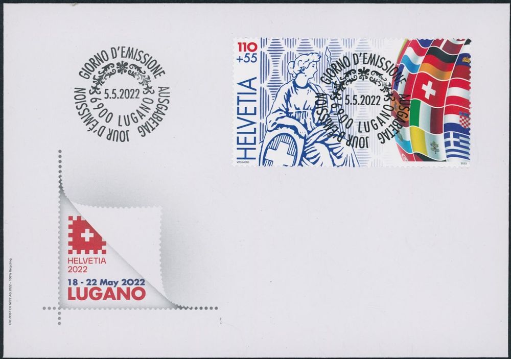 2022 Lugano Blockausschnitt FDC ET Voll (Gebraucht) in Schindellegi für CHF 6.8 – mit Lieferung ...
