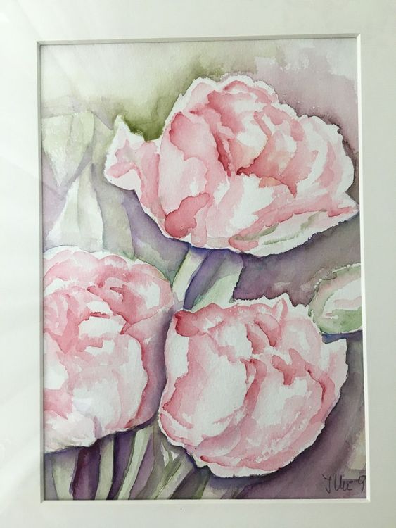 Gemälde Aquarell Blumen unleserlich signiert | Kaufen auf Ricardo