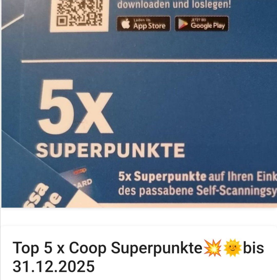 Top 5 x Coop Superpunkte💥🌞bis 31.12.2025 (Neu (gemäss Beschreibung)) in Emmenbrücke für CHF 0.05 ...