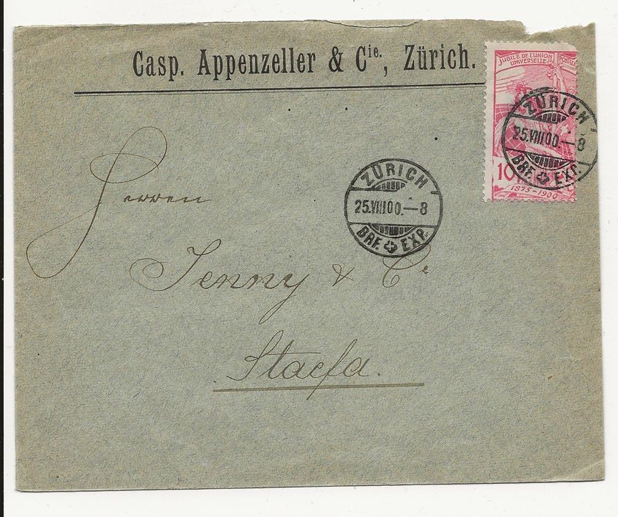 BRIEFUMSCHLAG MIT UPU-BRIEFMARKE 1900 (Gebraucht) in Küttigen für CHF 1.1 – mit Lieferung auf ...