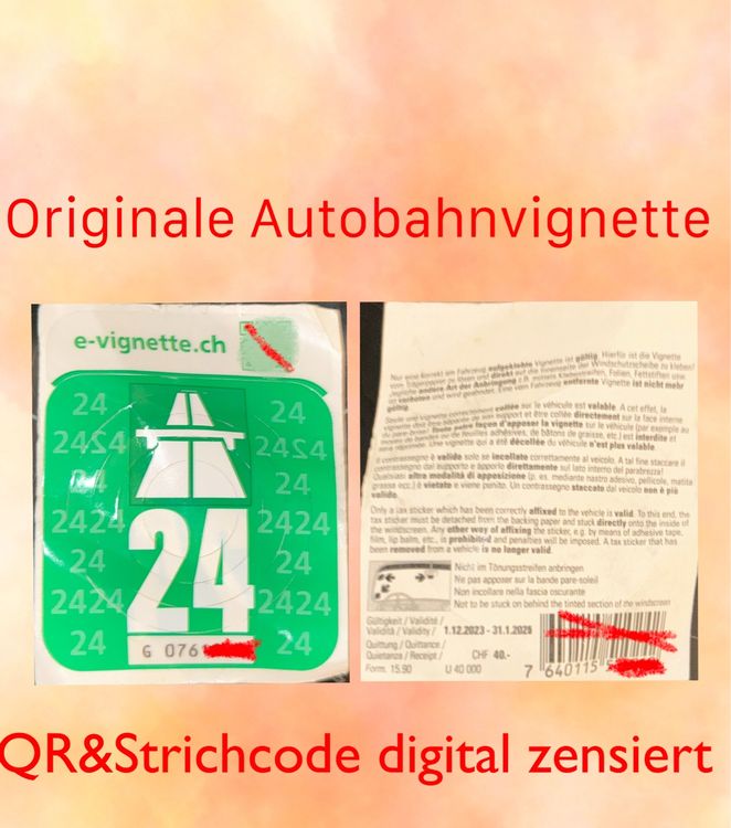 Originale Autobahnvignette 2024 (Neu (gemäss Beschreibung)) in Menziken für CHF 18 – mit ...