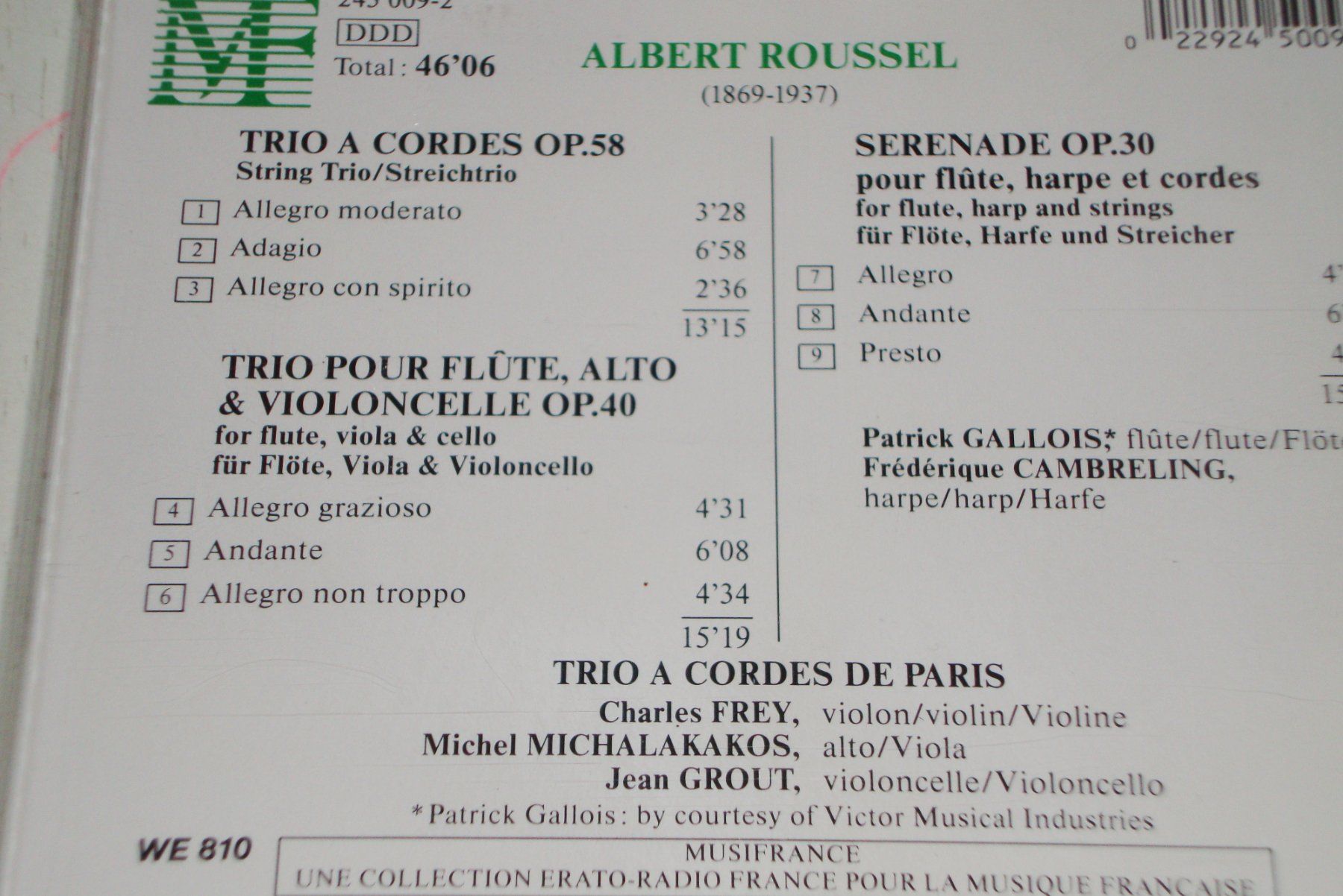 Charles Frey,Michel Michalakakos,Jean Grout - Albert Roussel (D ...