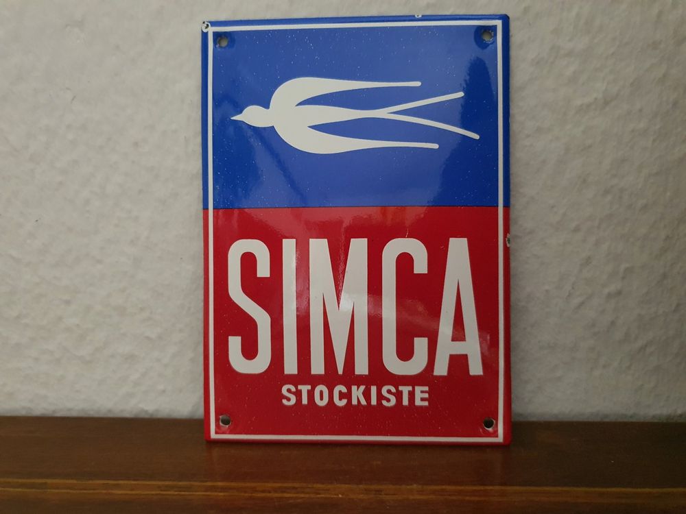 Emailschild SIMCA Stockiste Emaille Schild Reklame Retro | Kaufen auf ...
