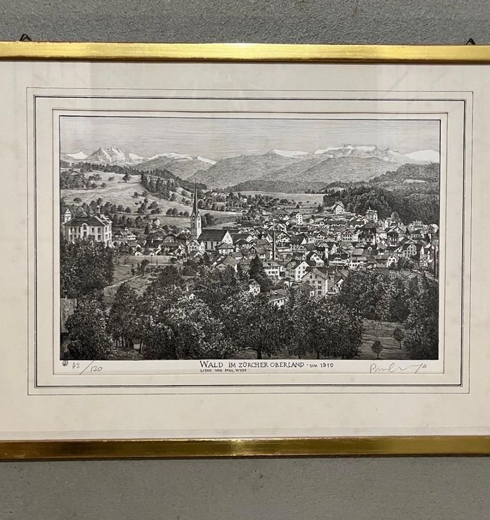 wunderschön gerahmter Stich/Litho Wald/ Kt Zürich. Paul Wyss (Gebraucht) in Rikon im Tösstal für ...