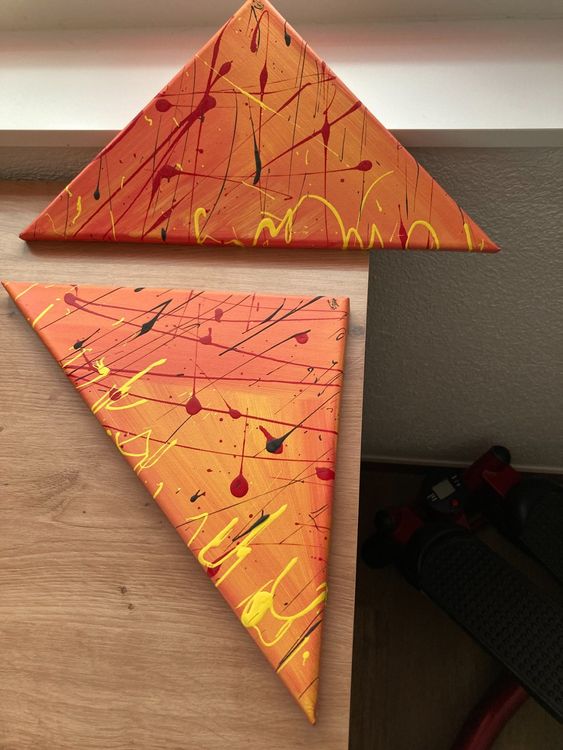 3-eckige Bilder, Handgemalt, 43 x 30cm pro Teil | Kaufen auf Ricardo