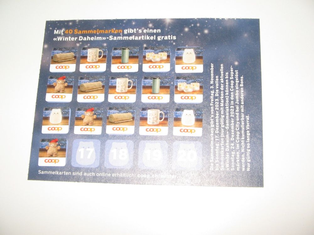Coop Sammelaktion "Winter Daheim", 36 Sammelmarken | Kaufen auf Ricardo