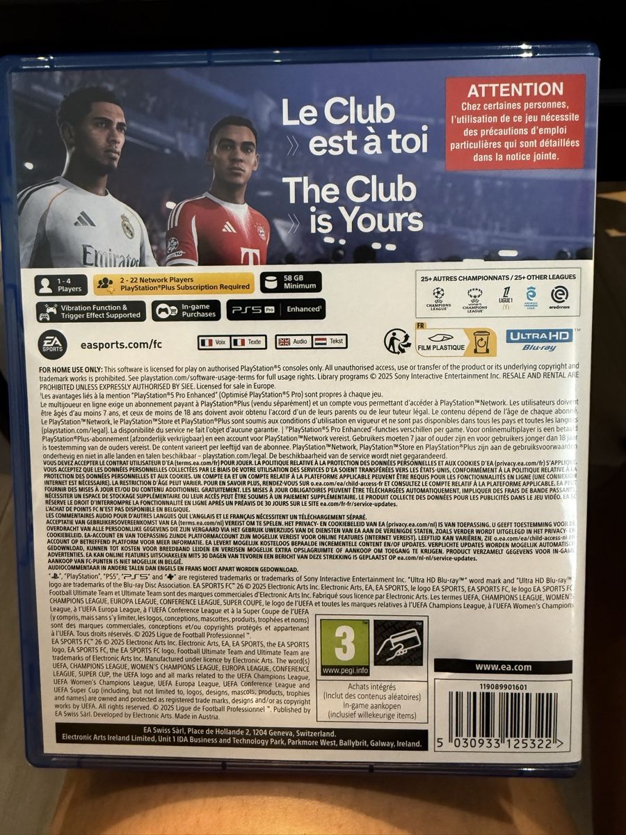 FC 26 - Jeu PS5 neuf, saison actuelle (Neuf avec emballage d'origine) à ...