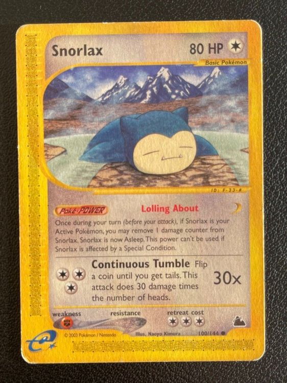 Snorlax 100/144 Pokémon Aquapolis 1st. Edition (Neu (gemäss ...