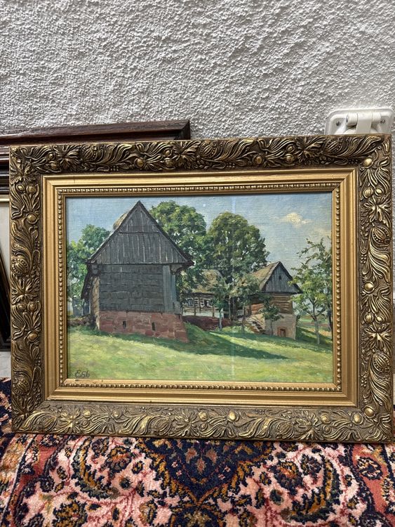 Ölgemälde Bauernhaus Landschaft Vintage Deko Goldrahmen (Neu (gemäss Beschreibung)) in Buchs SG ...