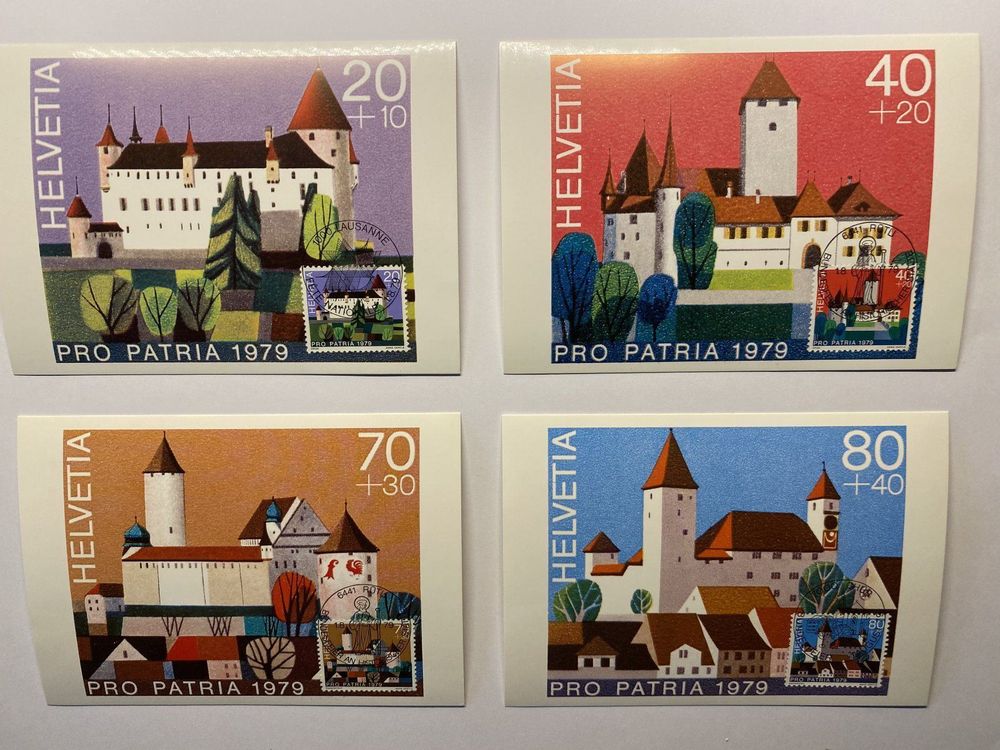 4 Pro Patria Maximumkarten Schweizer Schlösser 1979 (Ortsn.) (Neu (gemäss Beschreibung)) in ...