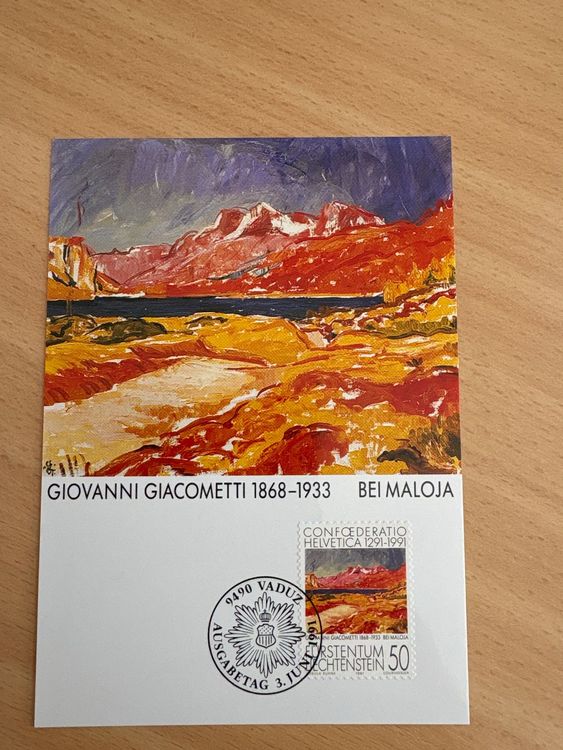 Giovanni Giacometti, Sonderbriefmarke, Vaduz 1991,HELVEZI... (Gebraucht ...