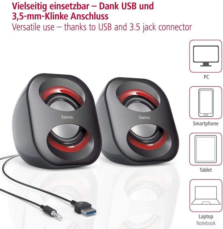 HAMA PC Box Boxen LAUTSPRECHER 3W 3,5MM USB3.0 | Kaufen auf Ricardo