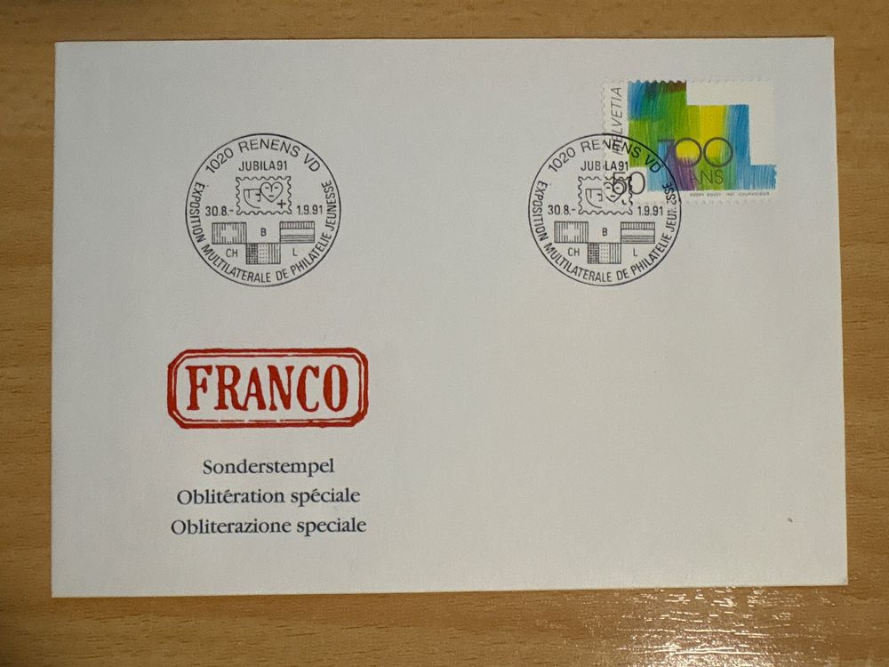 Sonderstempel Renens VD Jubila 91, einmalige Gelegenheit! (Gebraucht ...