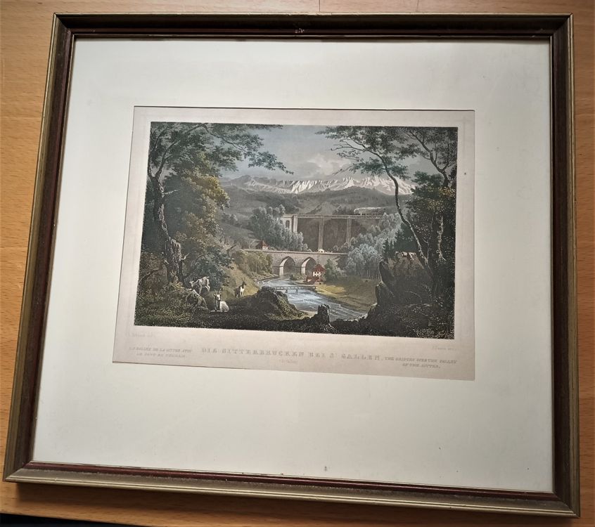 Stahlstich Colorierter St. Gallen - Sitterbrücken (Gebraucht) in Vaduz für CHF 11.9 – mit ...