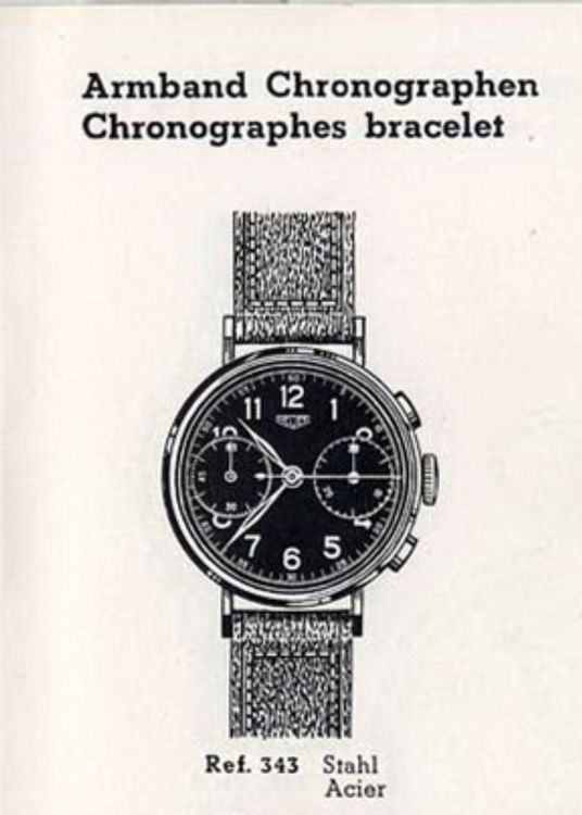 Vintage Heuer Chronograph / Landeron 13 / Ref. 343 / 40er (Gebraucht ...