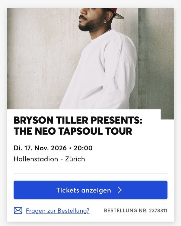 Bryson Tiller Tickets 2026 (Neu (gemäss Beschreibung)) in Thun für CHF ...