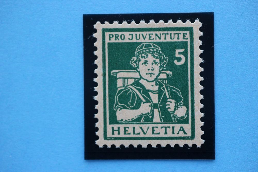 PJ 1916 Nr. 5.a. - grün - Berner Sennenbub - postfrisch ** (Neu (gemäss ...